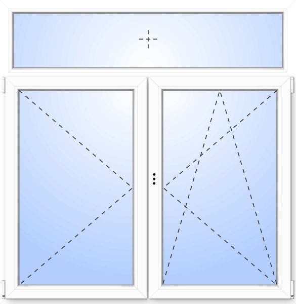PVC Doppelfenster "DAVID" 2-fach verglast mit Oberlicht symmetrisch | ventus-fenster.de